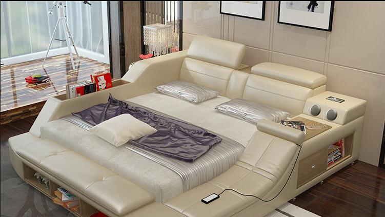 Leather Soft Smart Bed - Online Furniture Store - My Aashis