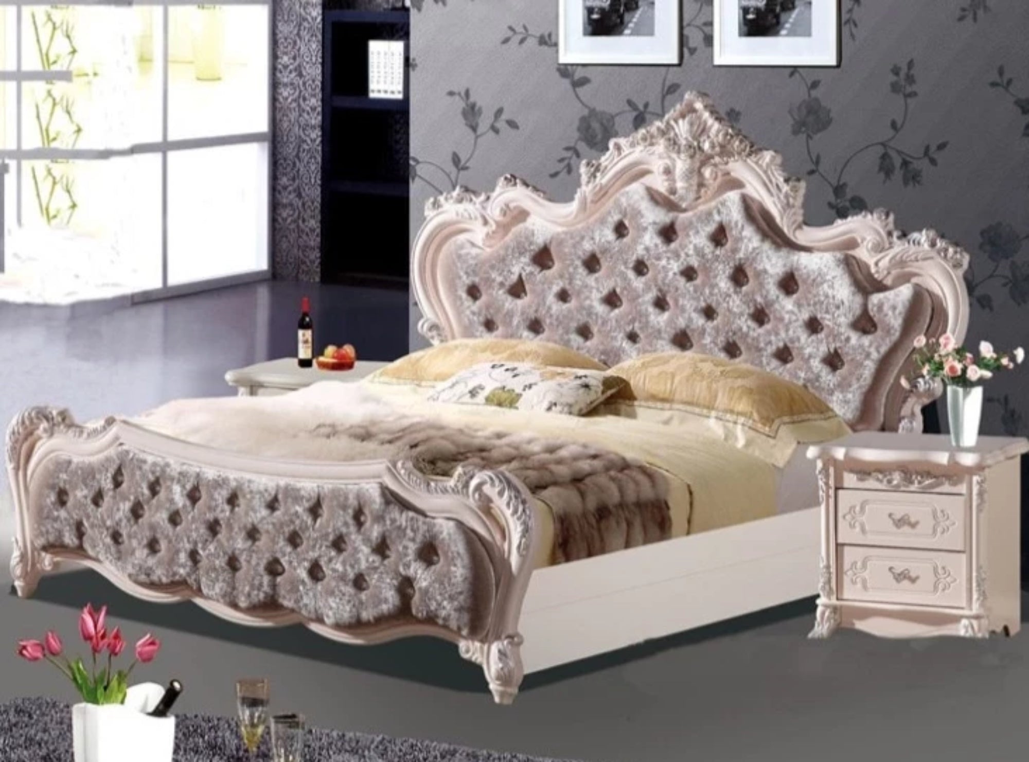 Velvet Luxury European Bed - Online Furniture Store - My Aashis