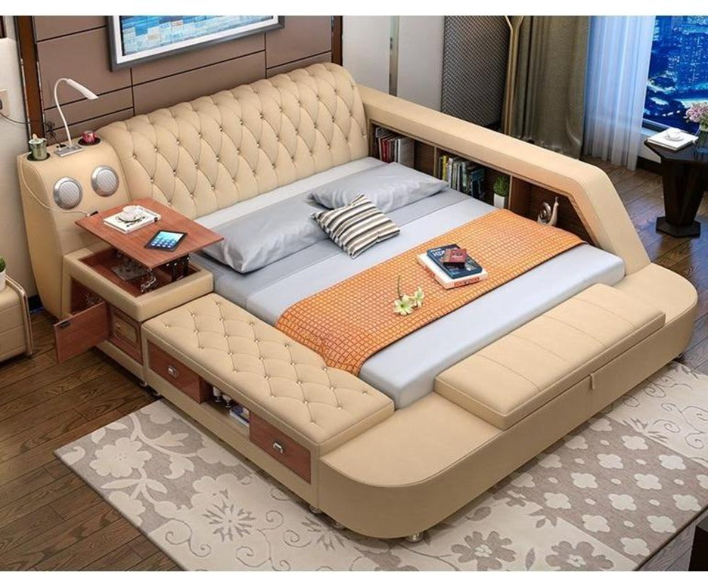 Smart Soft Leather Bed - Online Furniture Store - My Aashis