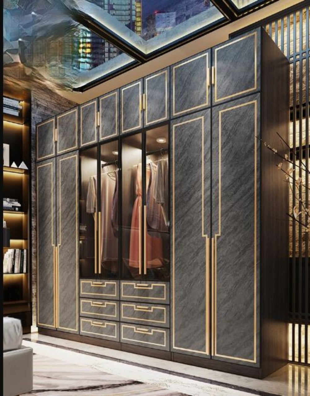 Rock Textured Luxury Wardrobe - Online Furniture Store - My Aashis