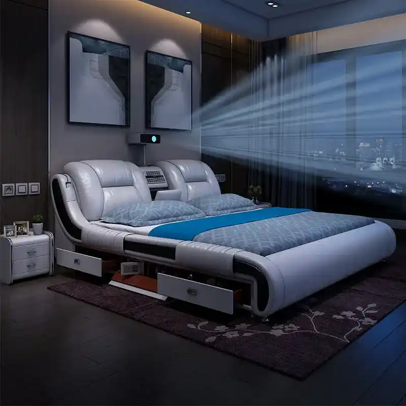 Multifunctional Leather Smart Bed - Online Furniture Store - My Aashis