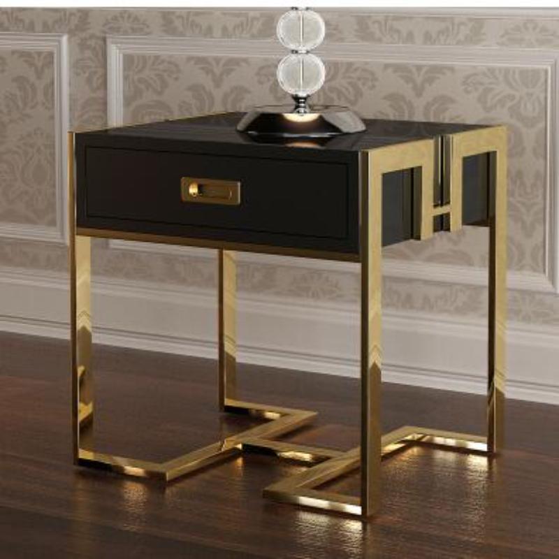 Set of 2 Classic Stainless Modern Steel Night Stand - Online Furniture ...