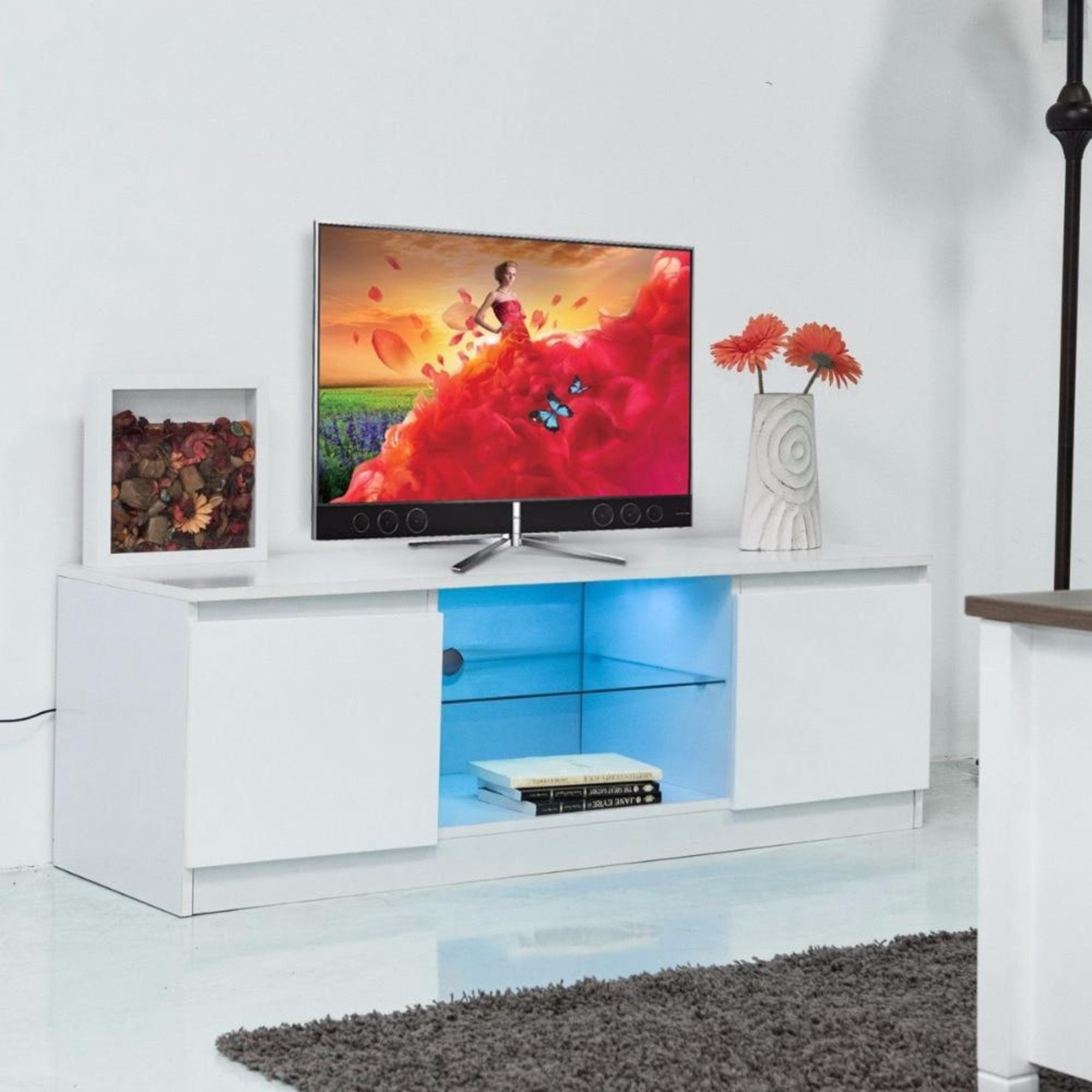 Modern LED TV Stand With Shelf Cabinet - Online Furniture Store - My Aashis