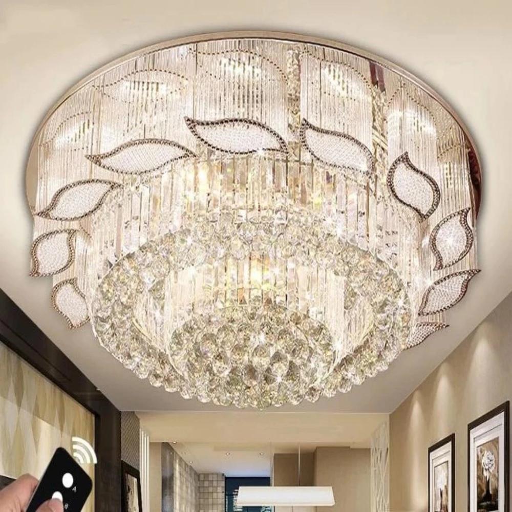 Round Crystal Ceiling Flush Mount With Royal Design - Online Furniture ...