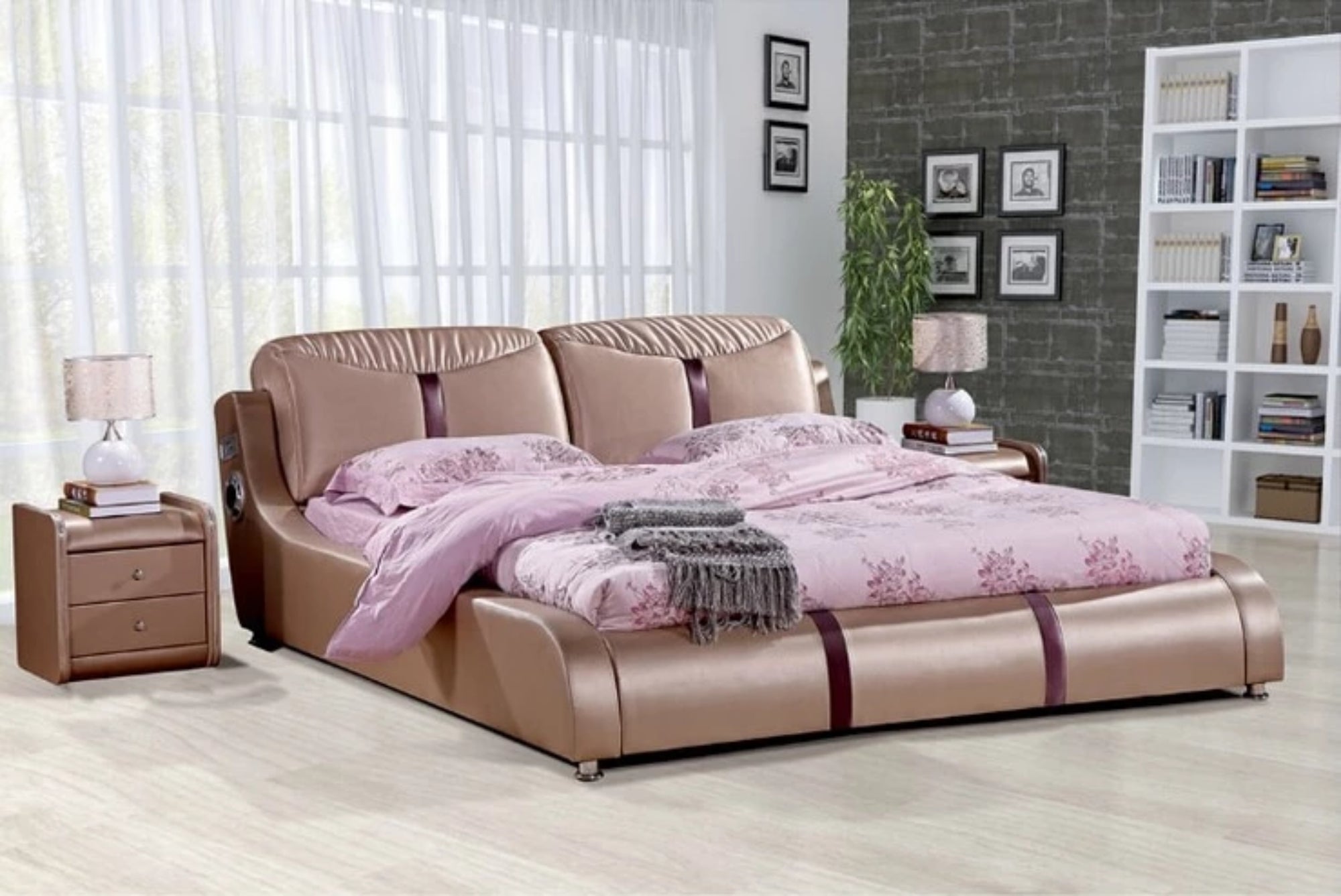 Leather Royal Designed Soft Bed - Online Furniture Store - My Aashis