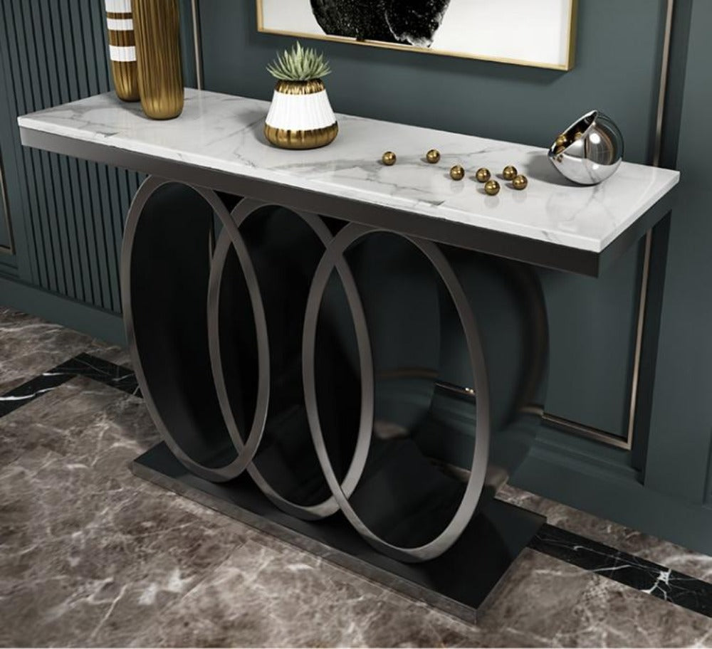 Glamorous Marble Console Table With Ring Design - Online Furniture ...