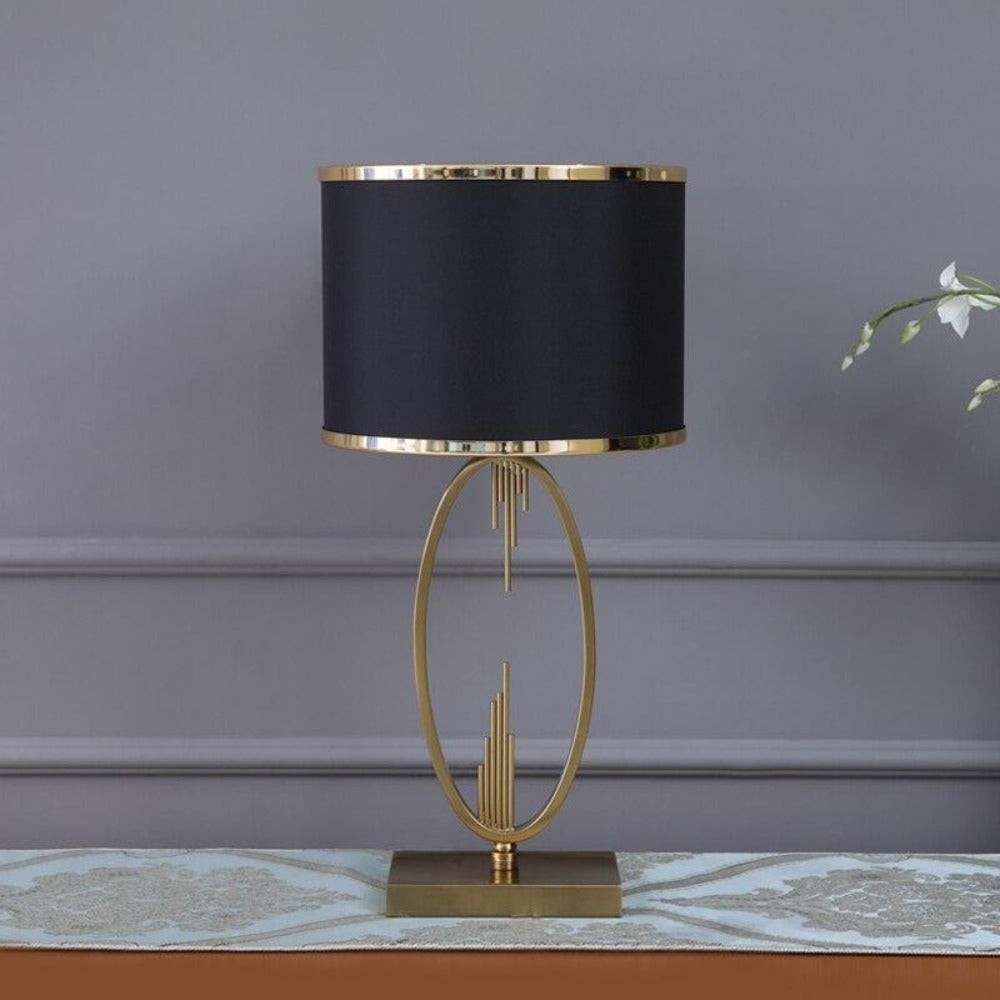 Gold Oval Metal Pipe Shape Table Lamp - Online Furniture Store - My Aashis