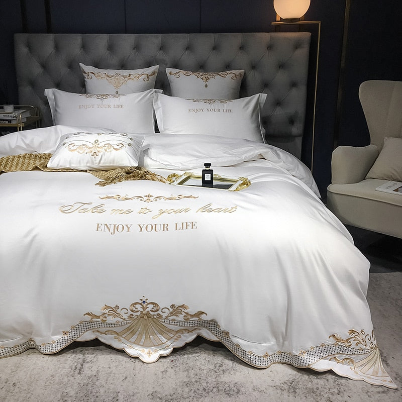 New Deluxe Embroidered Bedding Set With Multi-color Option - Online ...