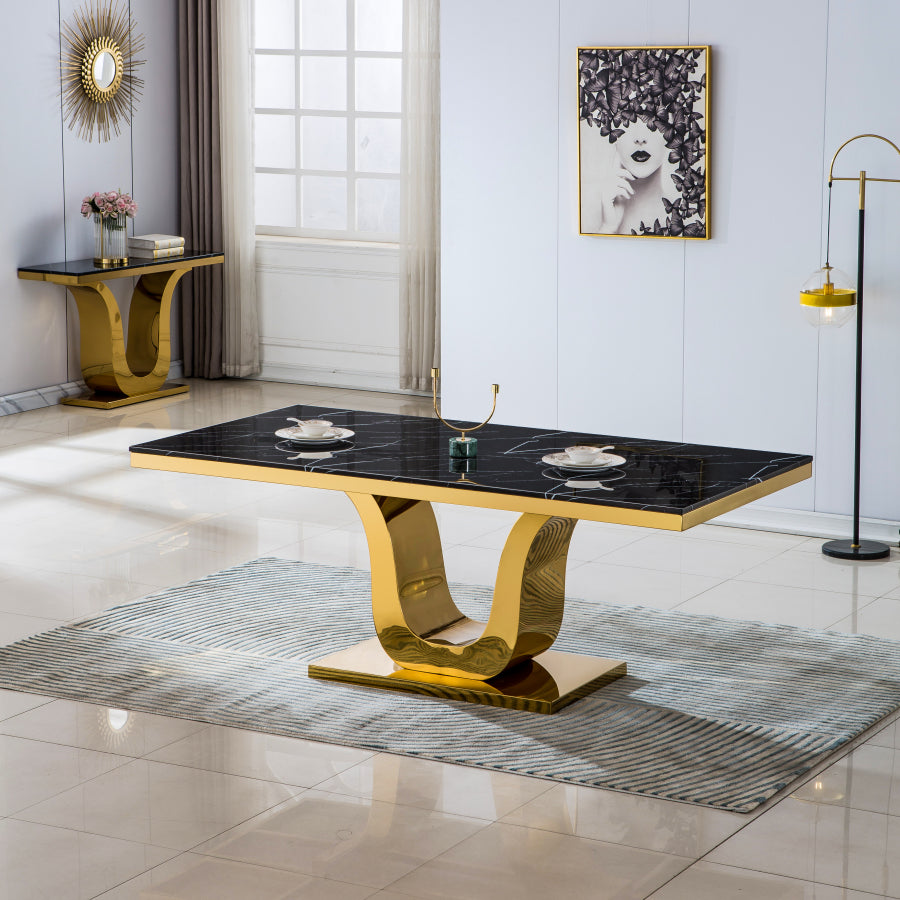 Rectangular Glossy Marble Top Dining Table - Online Furniture Store ...