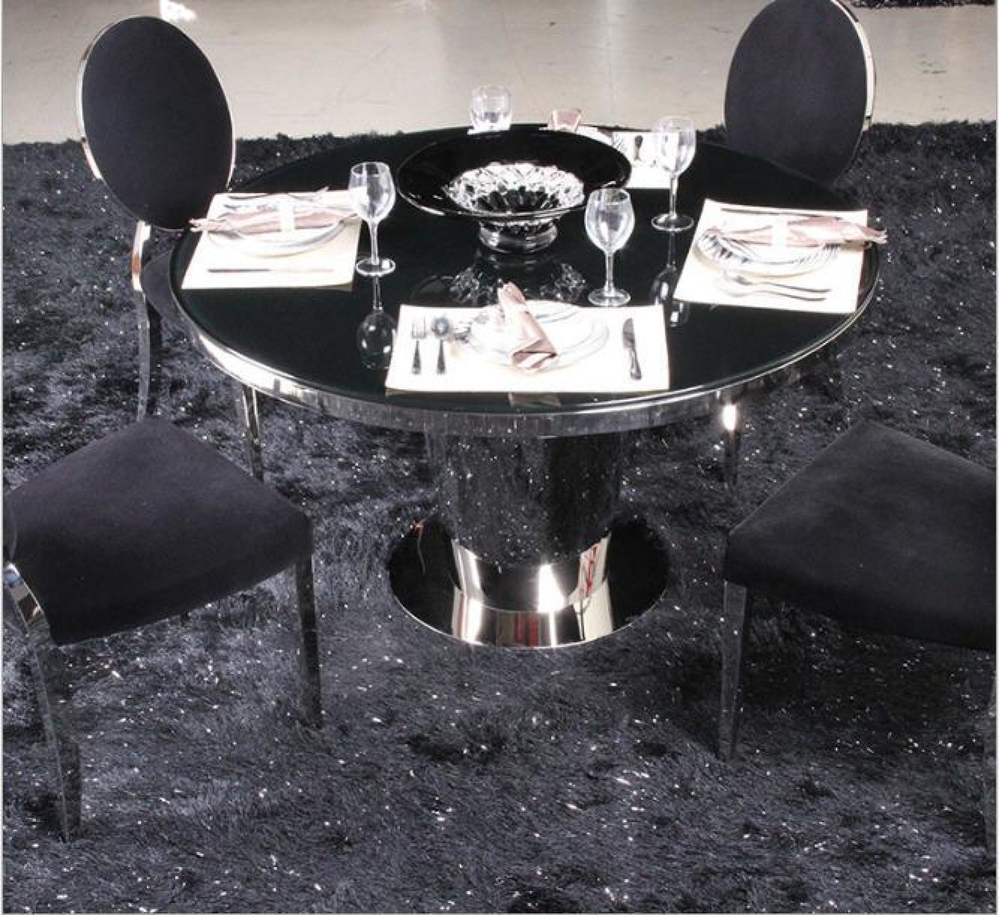 Silver Shine Bright Metal Dining Set Furniture - Online Furniture Store ...