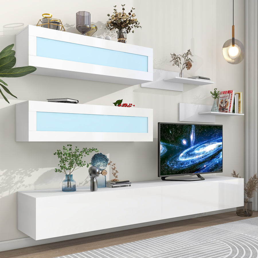 Modern Wall Mount White TV Stand - Online Furniture Store - My Aashis