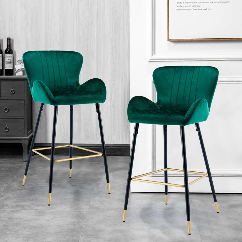Set Of 2 High-Raise Dining Chair Stools With Back & Footrest - Online ...