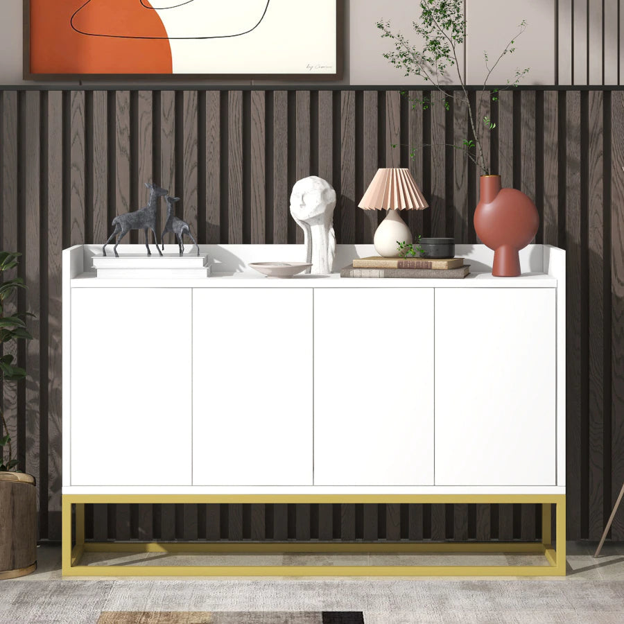 Contemporary Stylish White Buffet Table With Storage For Dining Room ...