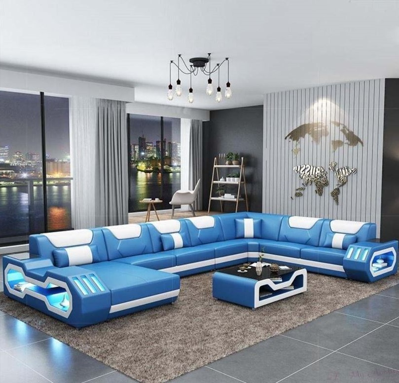 Sectional Setup LED Leather Couch for Modern Living