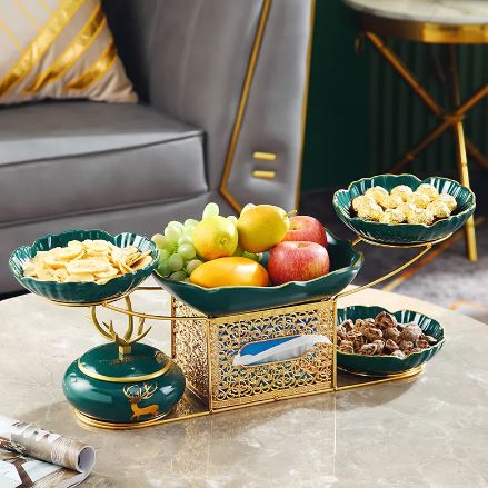 Deluxe Ceramic Serving Tray with Tissue Box - Online Furniture Store ...