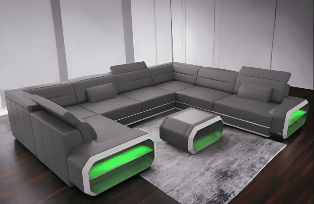 Minimalist U-Shaped LED Sectional Sofa for Modern Homes