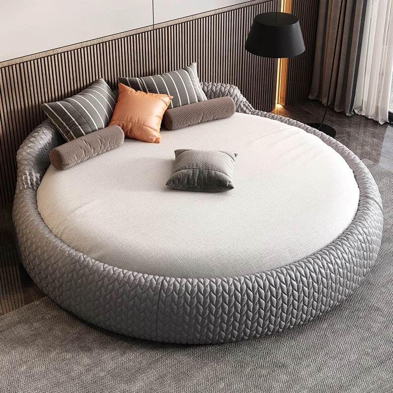 Luxury Leather Round Bed - Online Furniture Store - My Aashis