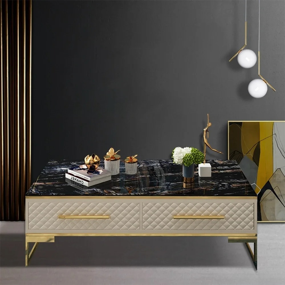 Splendid Diamond Pattern Marble Top Coffee Table - Online Furniture ...