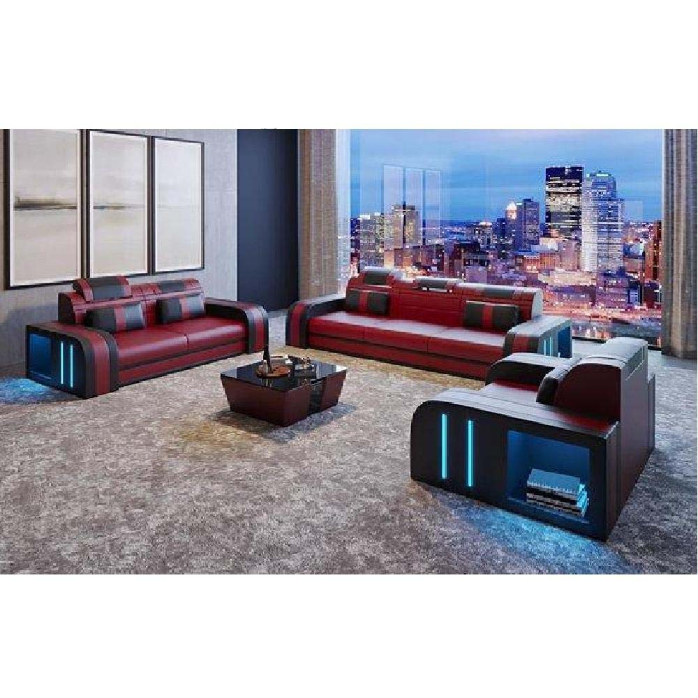 3 Piece LED Leather Couch Setup for Modern Living - Online Furniture ...