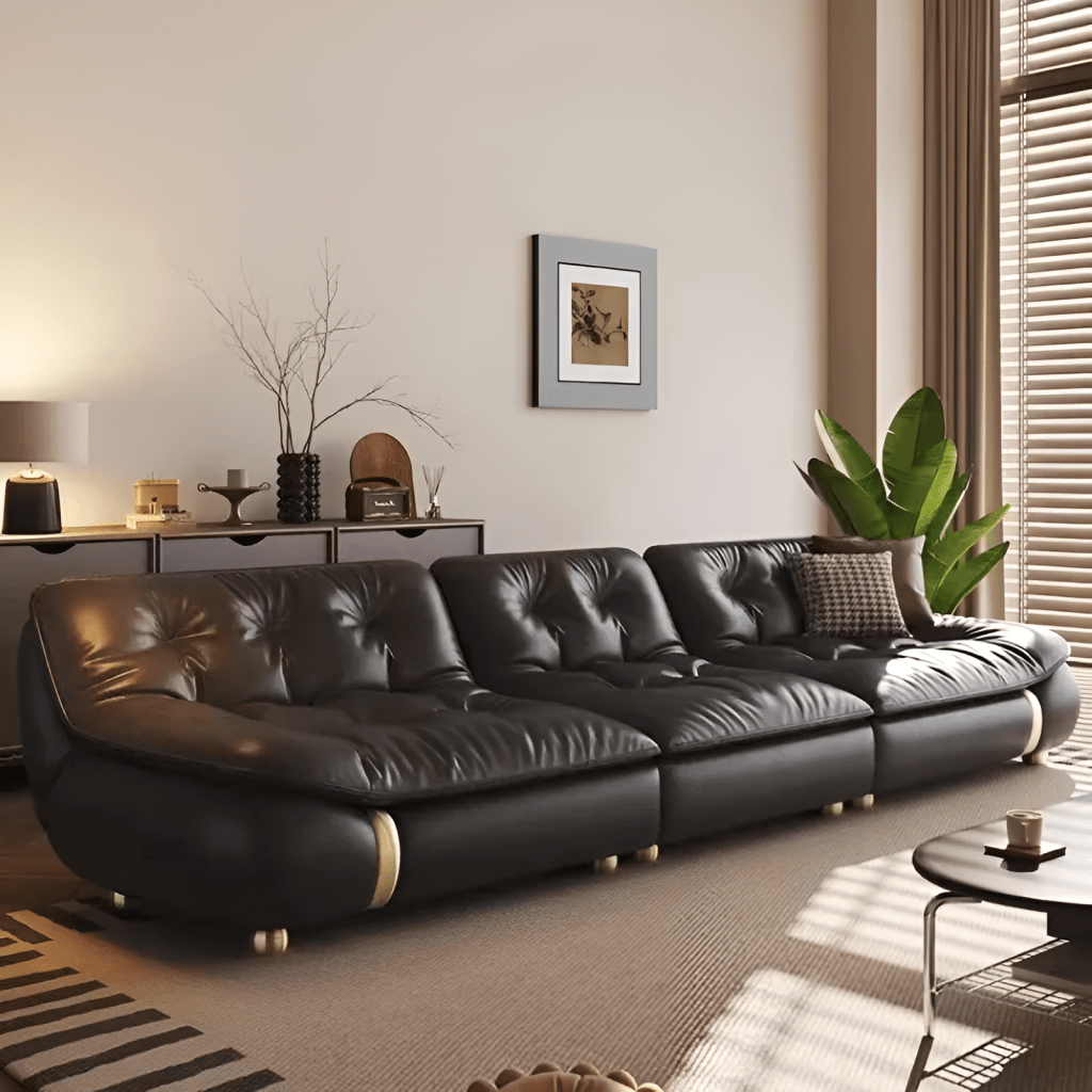 Leather Sofa Set With Ottoman - Stylish Living Room Upgrade