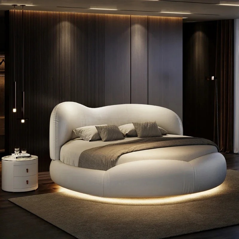 Modern Italian Designed Round Bed With LED Lights - Online Furniture ...