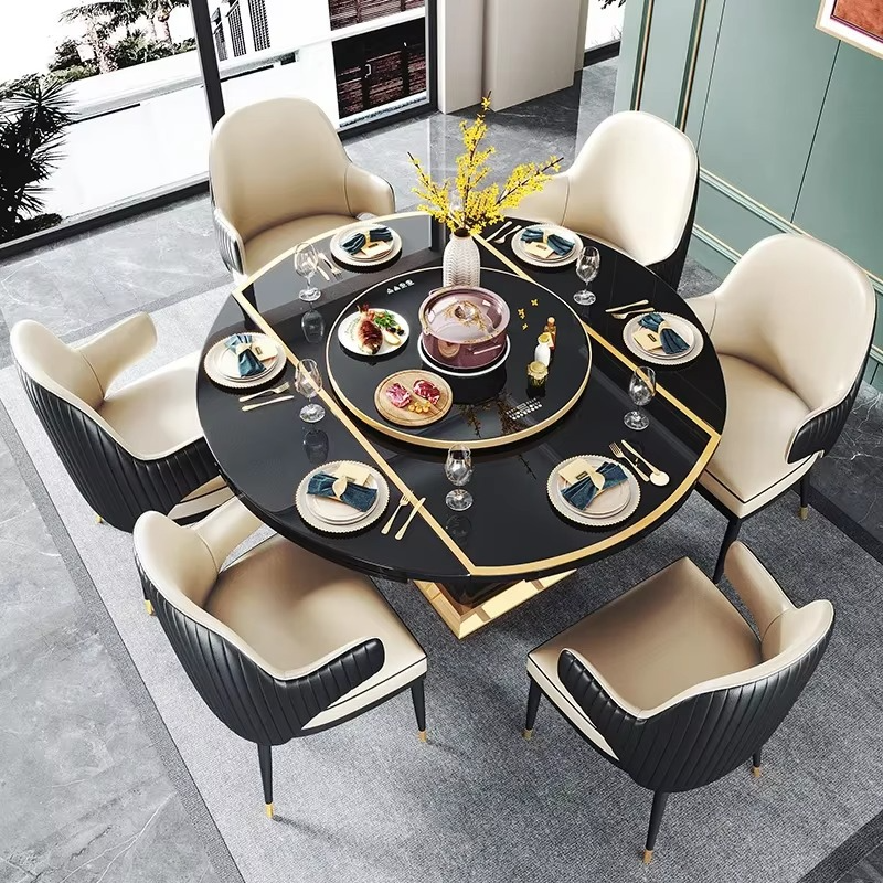 Extendable Glass Dining Table with Lazy Susan Feature - Online ...